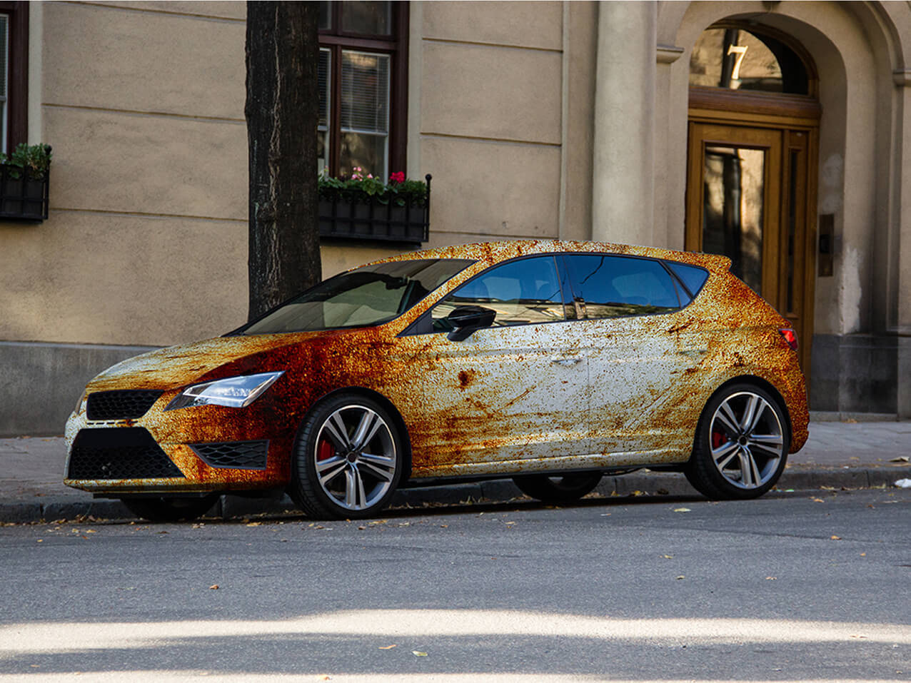 622 Autofolie Rost Lack verrostet Carwrapping kleben VW Seat